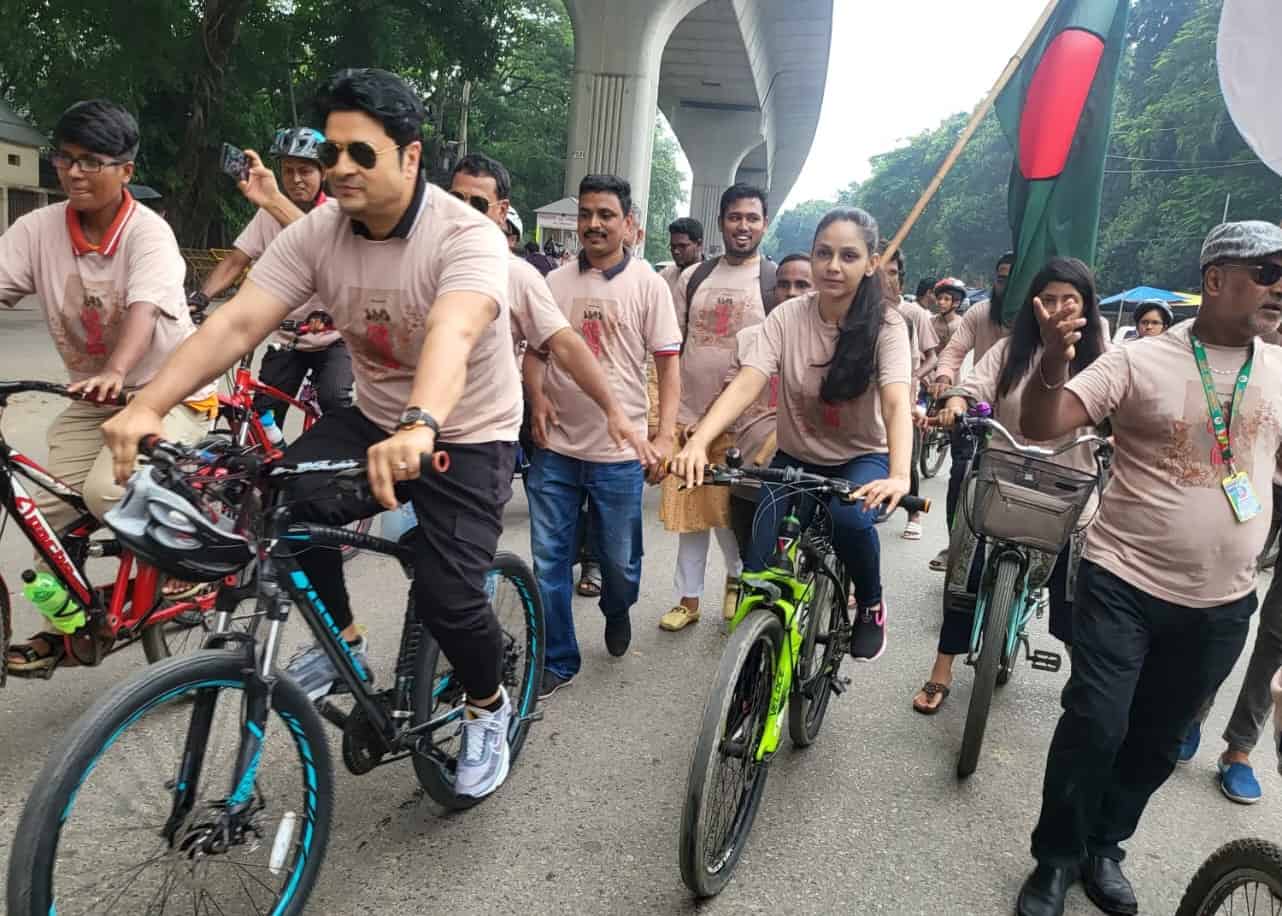 A bicycle rally was held at Dhaka on the occasion of the release of the ...