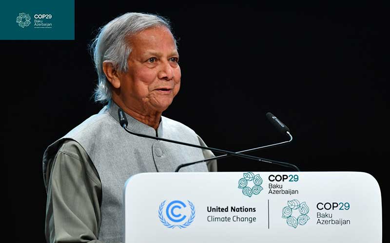 Dr Yunus presented the idea of 'three zeros' in COP29 opening session ...